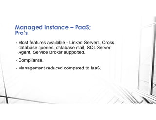 Moving to the cloud; PaaS, IaaS or Managed Instance | PDF