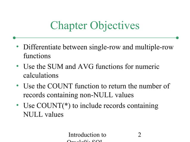 Sql group functions | PPT