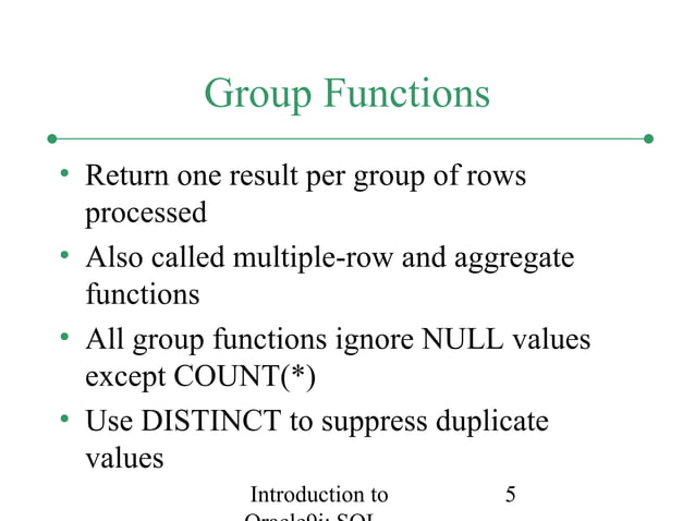 Sql Group Functions Ppt