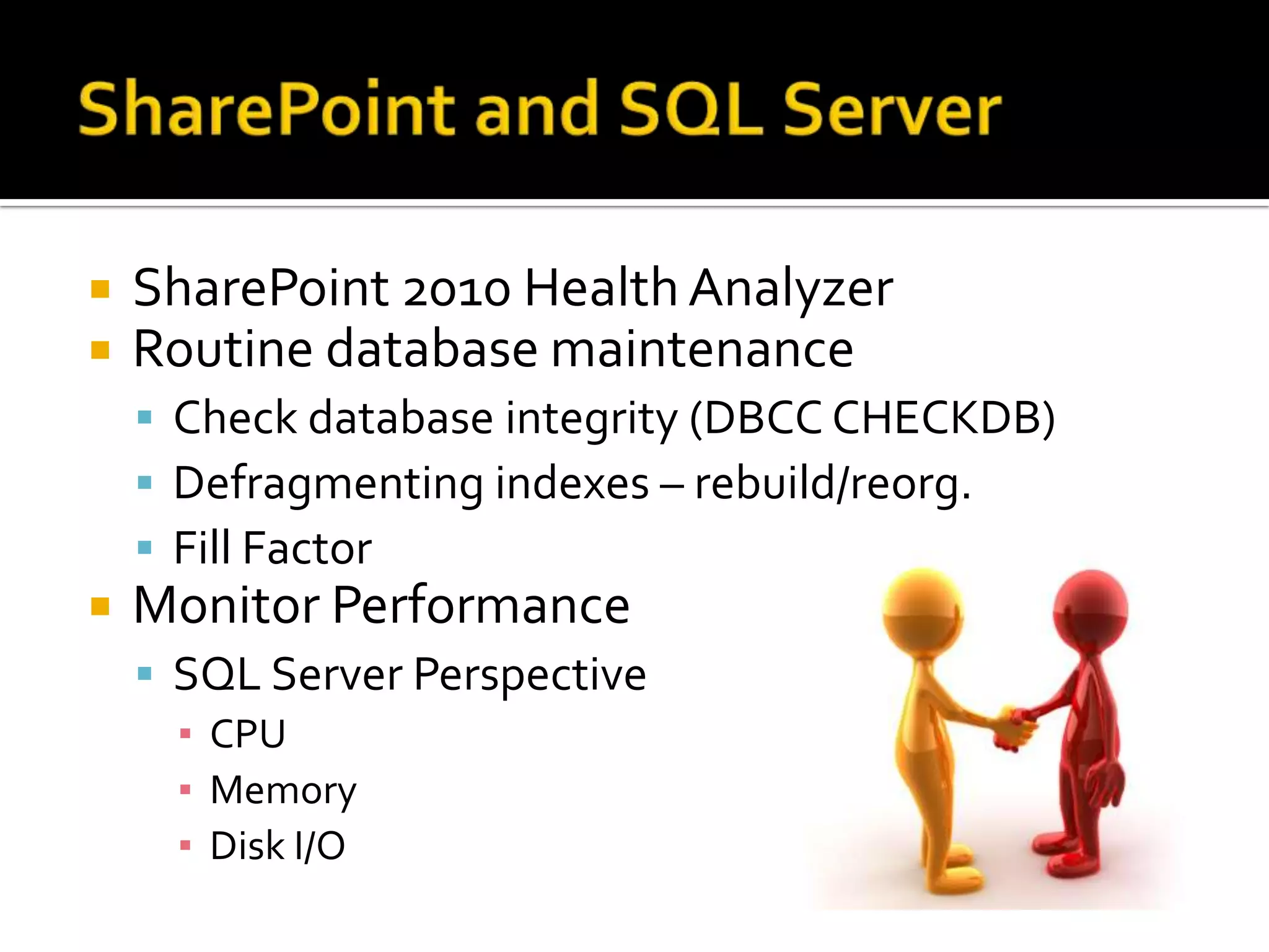 Sql Health in a SharePoint environment | PPTX
