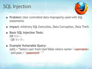 SQL Injection - Mozilla Security Learning Center | KEY