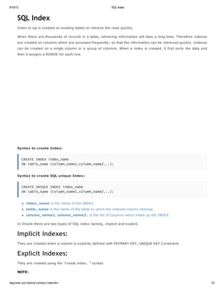 Sql index | PDF