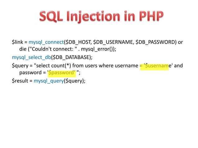 SQL INJECTION | PPTX | Databases | Computer Software and Applications