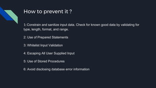 Sql injection | PPT | Free Download
