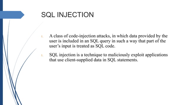 Sql Injection Pptx Databases Computer Software And Applications