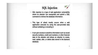 sql injection and prevention | PPT | Free Download