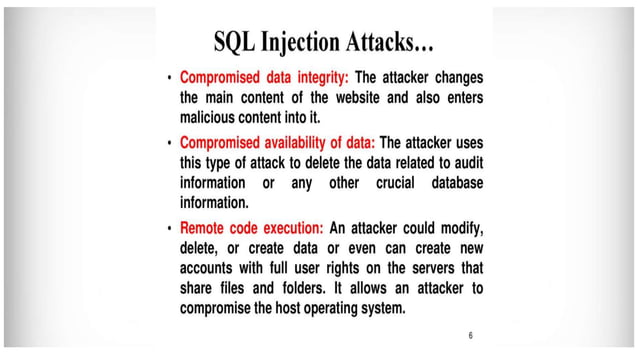 sql injection and prevention | PPTX