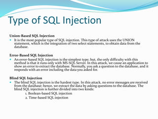 Sql injection attack | PPTX | Databases | Computer Software and ...