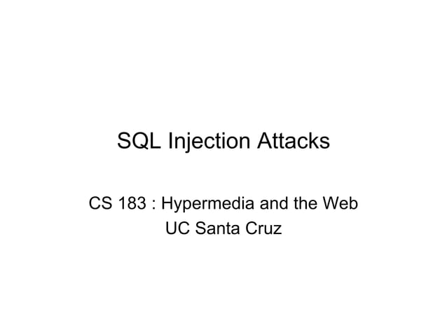 Sql Injection Attacks Ppt
