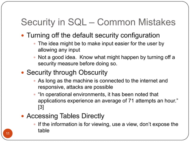 SQL Injection Attacks cs586 | PPT