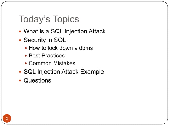 SQL Injection Attacks cs586 | PPT