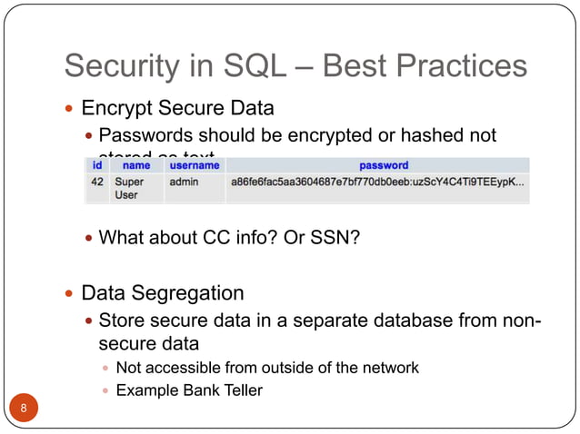 SQL Injection Attacks cs586 | PPT