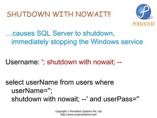 Sql Injection Attacks Siddhesh | PPT