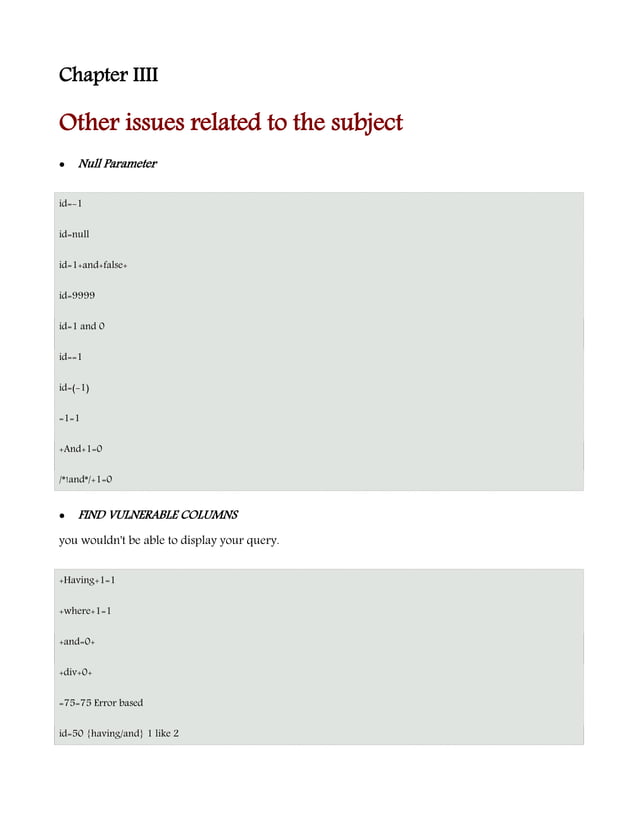 Sql injection bypassing hand book blackrose | PDF