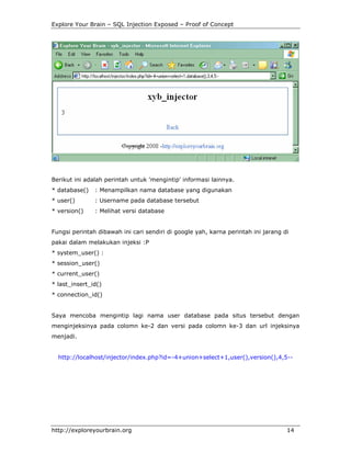 Sql injection exposed proof of concept | PDF