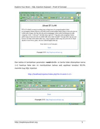 Sql injection exposed proof of concept | PDF