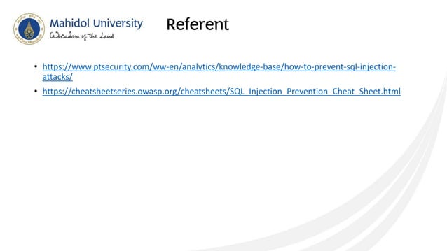SQL injection prevention techniques | PPTX | Databases | Computer ...