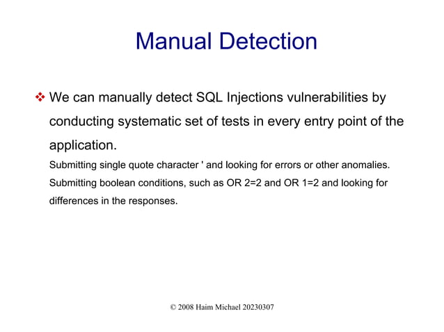 Introduction to SQL Injections | PPT