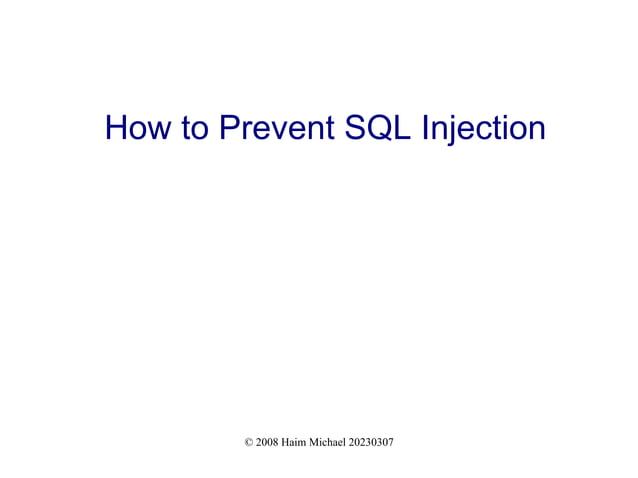 Introduction to SQL Injections | PPT