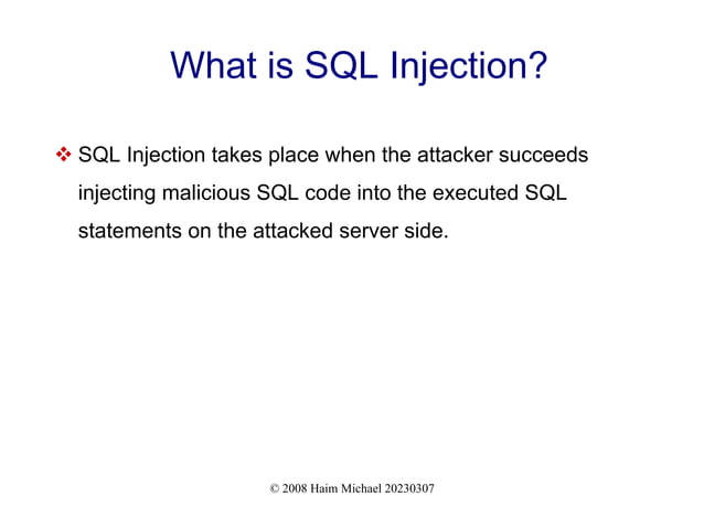 Introduction to SQL Injections | PPT