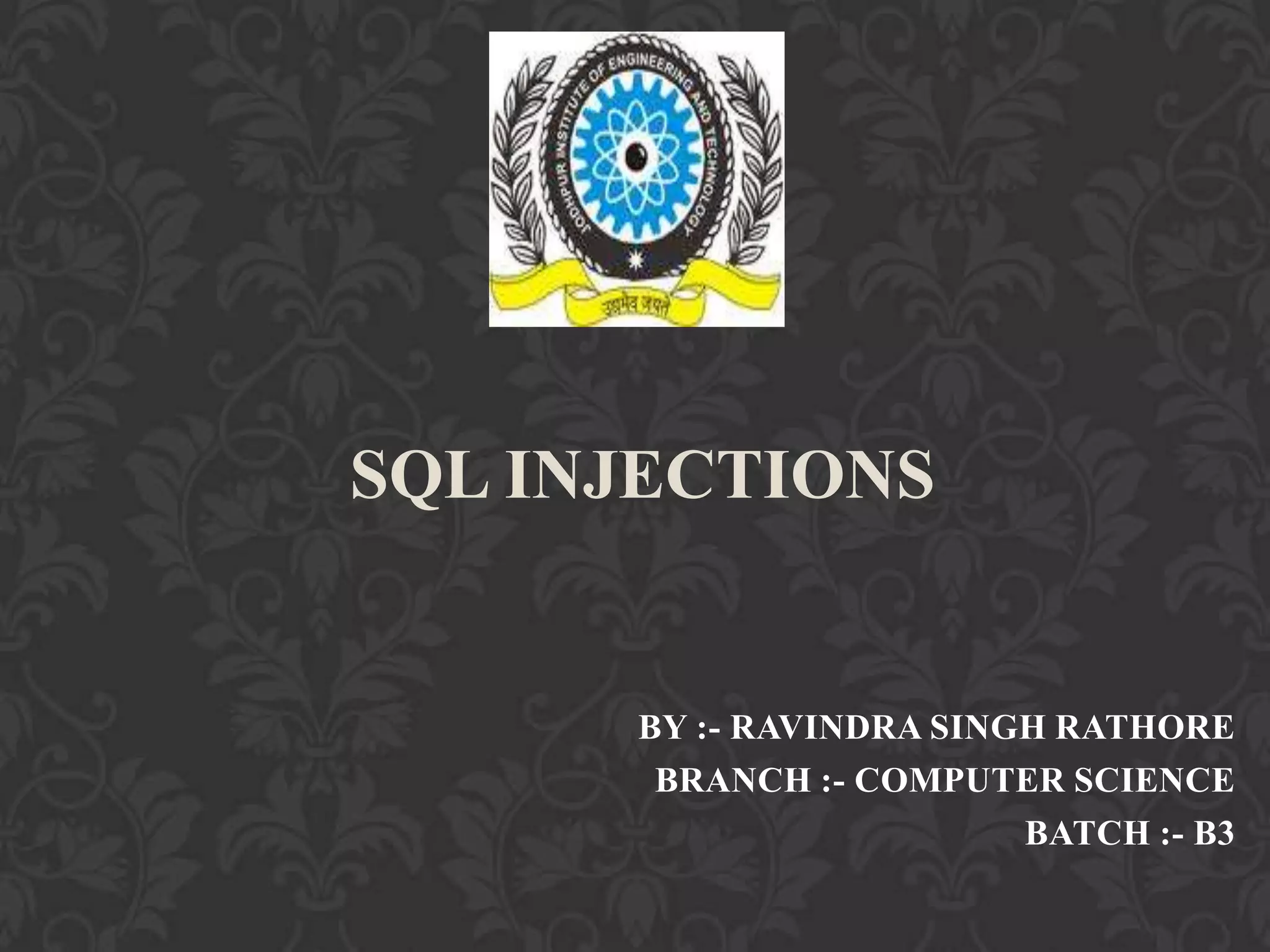 Sql Injections Basic Bypass Authentication Ppt