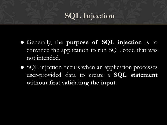 Sql injections (Basic bypass authentication) | PPTX