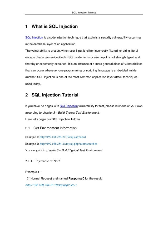 Sql Injection Tutorial