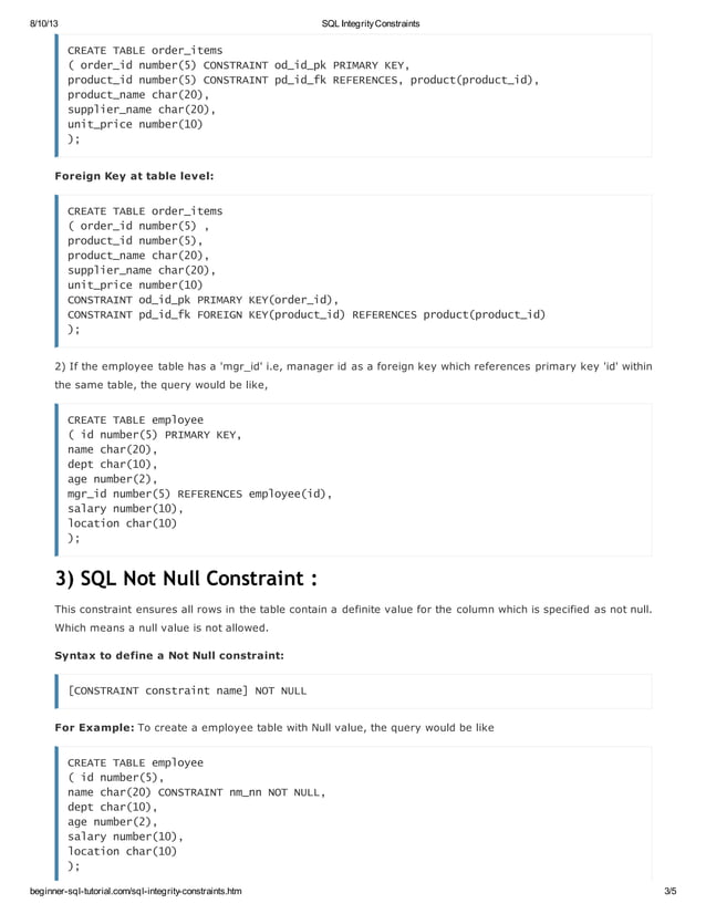 Sql integrity constraints | PDF