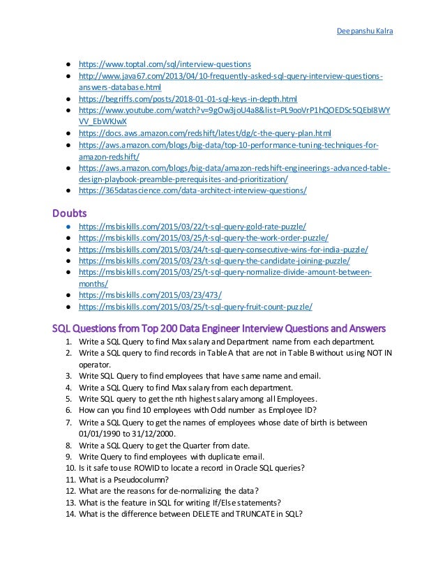 Sql interview prep | DOCX