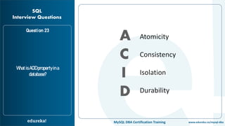 Top 65 SQL Interview Questions and Answers | Edureka | PPT