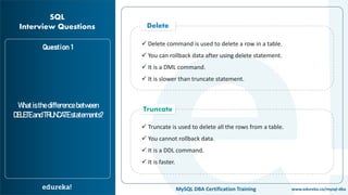 Top 65 SQL Interview Questions and Answers | Edureka | PPT