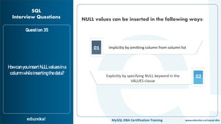 Top 65 SQL Interview Questions and Answers | Edureka | PPT