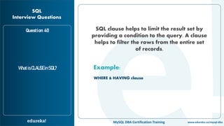 Top 65 SQL Interview Questions and Answers | Edureka | PPT