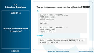 Top 65 SQL Interview Questions and Answers | Edureka | PPT