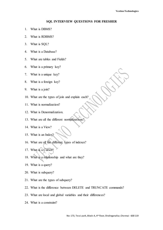 Sql interview questions_for_fresher | PDF