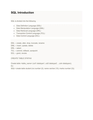 Sql introduction | PDF