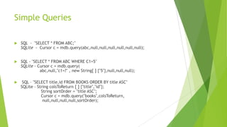 Data Handning with Sqlite for Android | PPT