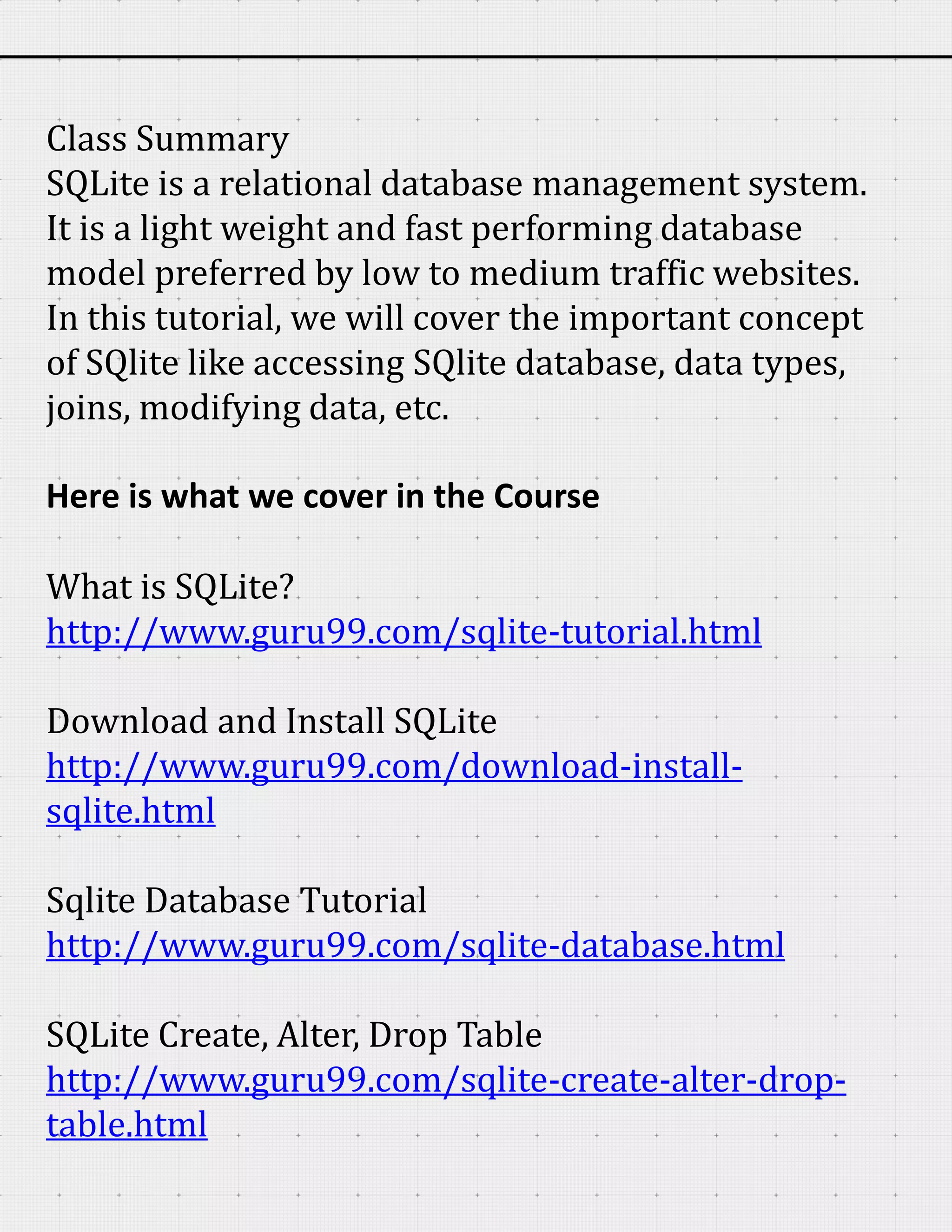 SQLite Tutorial | PDF