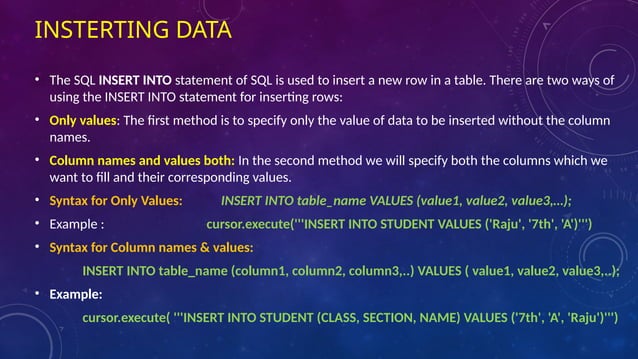 SQLite 3 chapter 4 BCA Notes Python NEP syllabus | PPTX