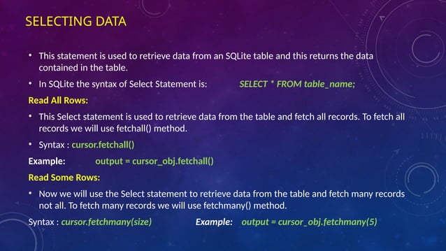 SQLite 3 chapter 4 BCA Notes Python NEP syllabus | PPTX
