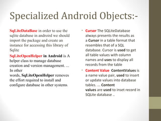 Sq lite database | PPT | Databases | Computer Software and Applications
