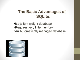 Sq lite database | PPT | Databases | Computer Software and Applications