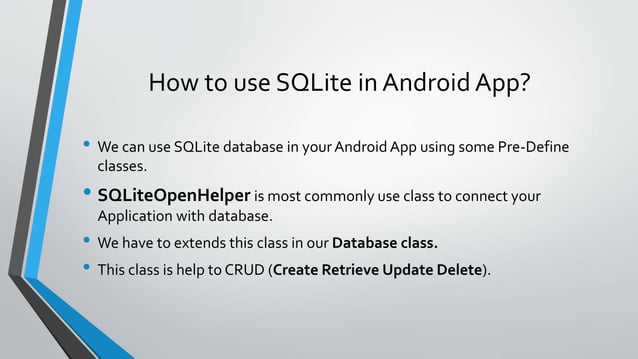 Sqlite Database In Android Ppt