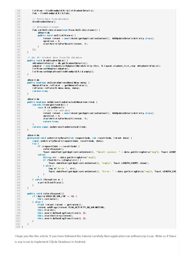 Sqlite Database Tutorial In Android