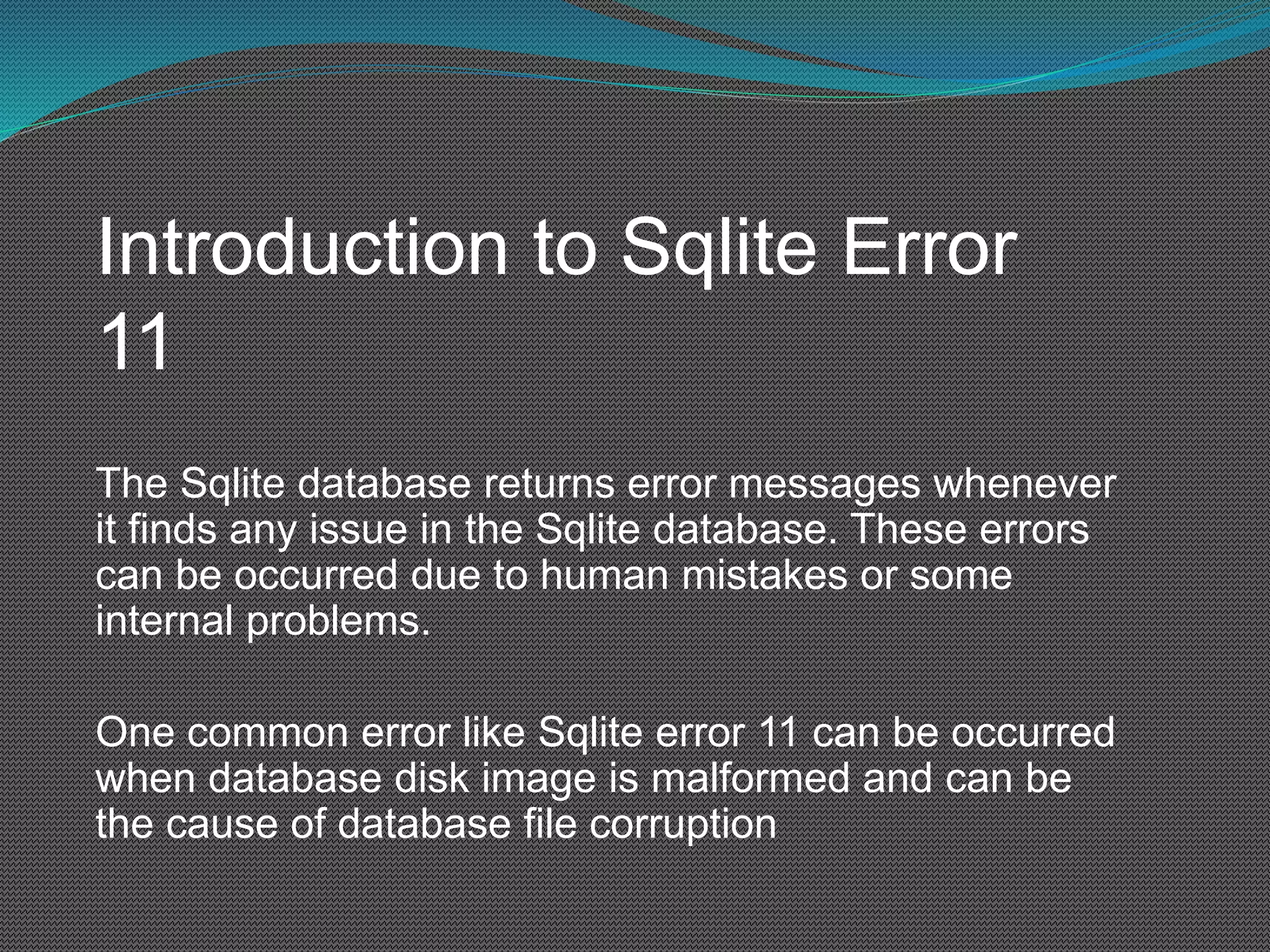 Sqlite Error Code 11 – Causes and Fixes | PPT
