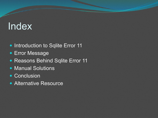Sqlite Error Code 11 – Causes and Fixes | PPT