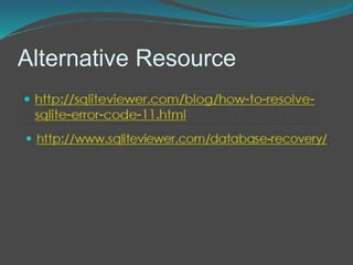 Sqlite Error Code 11 – Causes and Fixes | PPTX