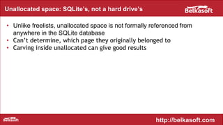 SQLite forensics - Free Lists, unallocated space, carving | PPT