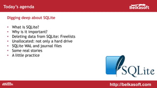 SQLite forensics - Free Lists, unallocated space, carving | PPT