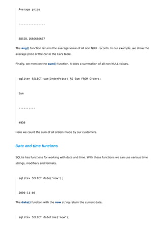 Sq lite functions | PDF